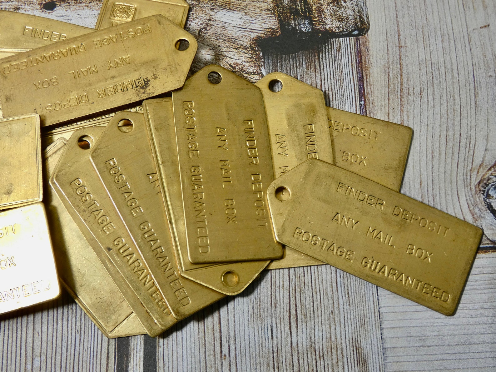 Vintage Brass Tags With Hole Rectangle Unique Postage Tag - Etsy