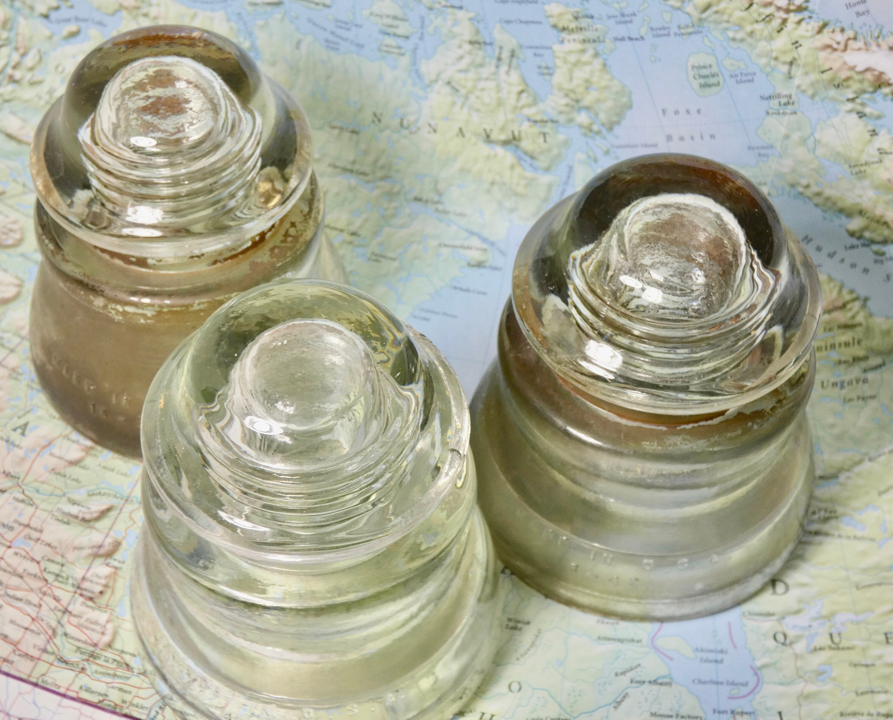 Vintage Clear Glass Insulators Hemingray 45, Set of Three Clear ...