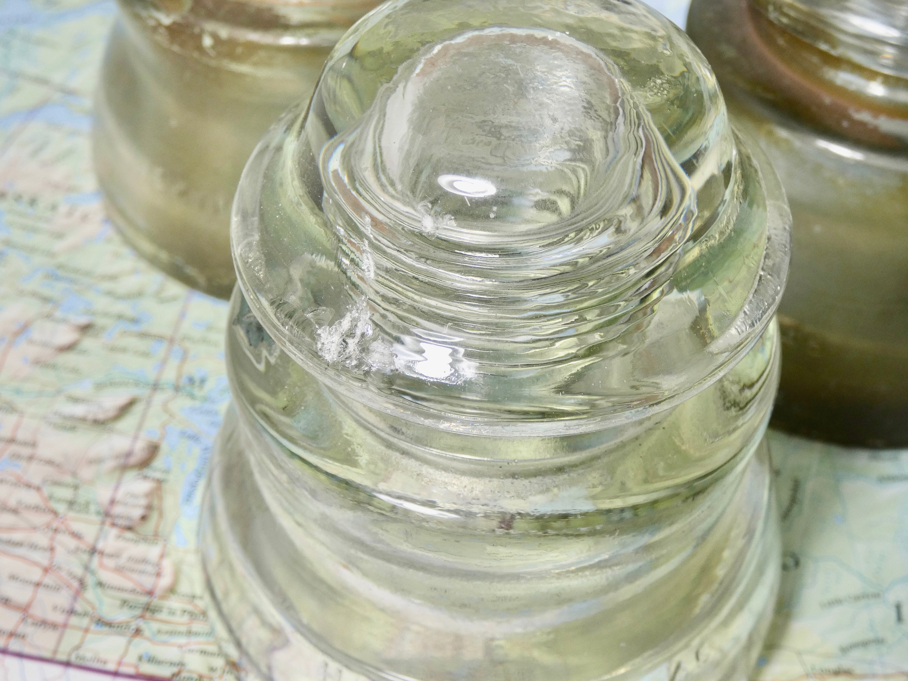 Vintage Clear Glass Insulators Hemingray 45, Set of Three Clear ...