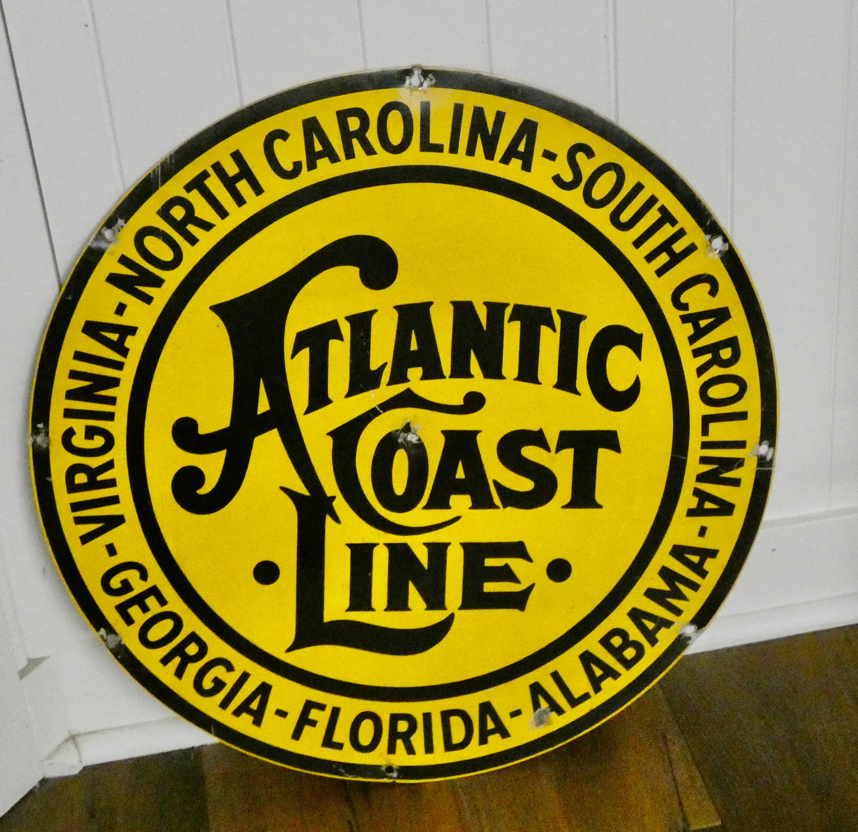 Atlantic Coast Line Railroad Vintage Sign, Yellow Porcelain Sign 21 3/4 ...