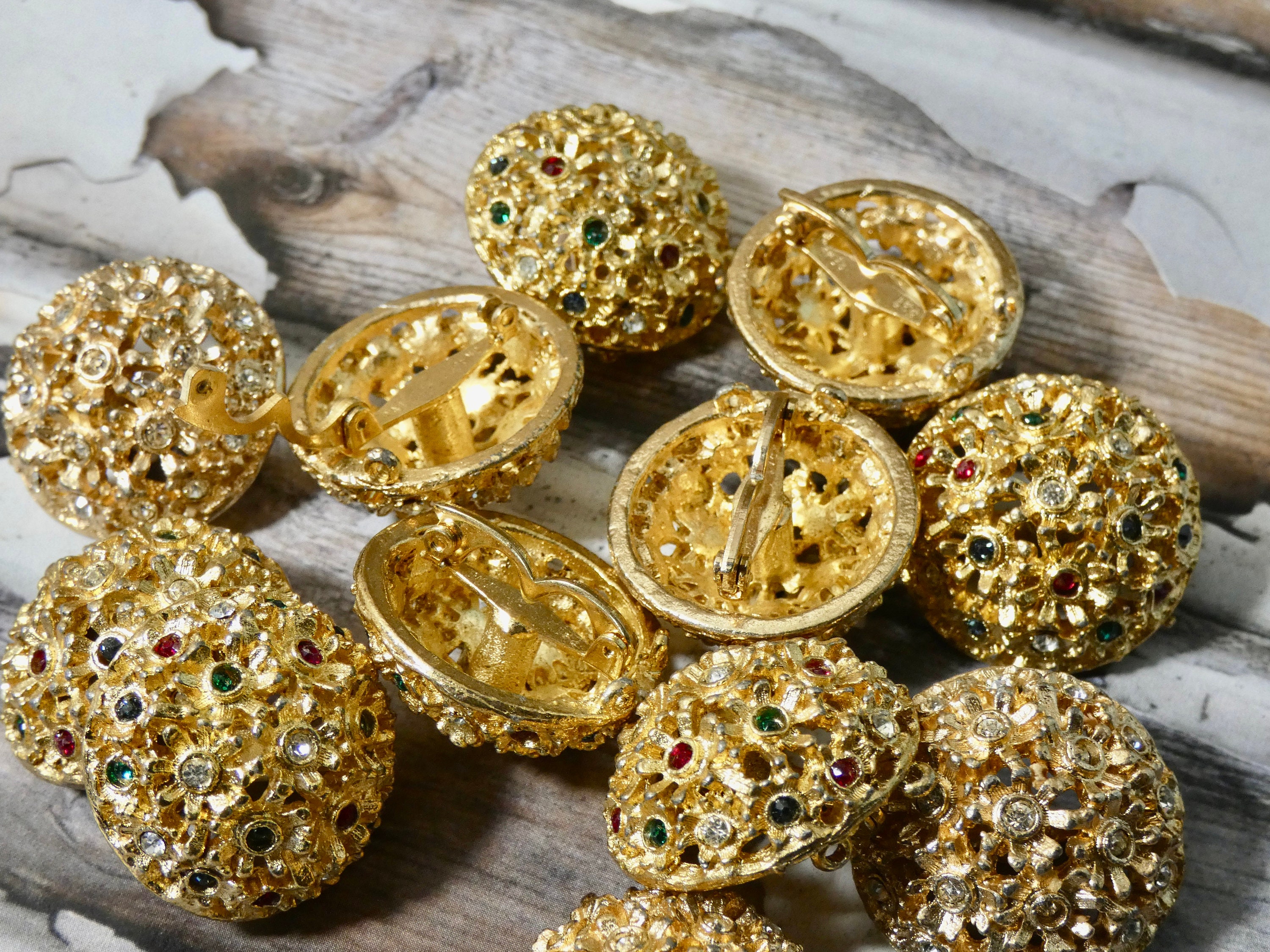 Vintage Gold Button With Stones, Jewelry Making Supply Lot - Etsy