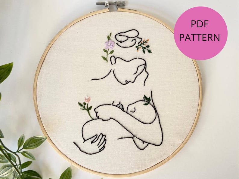 Nursery Baby Embroidery Pattern , Instant Download PDF Guide, Line Art ...