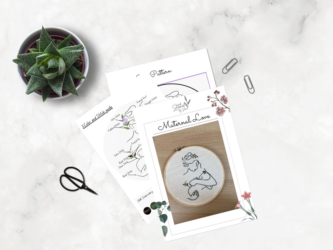 Nursery Baby Embroidery Pattern , Instant Download PDF Guide, Line Art ...