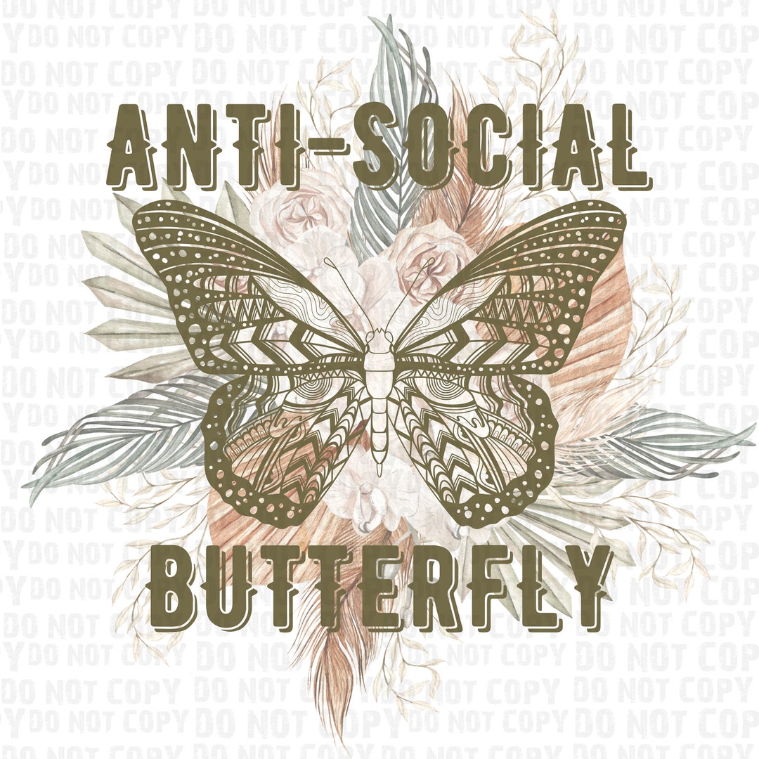 Boho Anti-social Butterly PNG, Butterly PNG, Boho PNG, Design for T ...