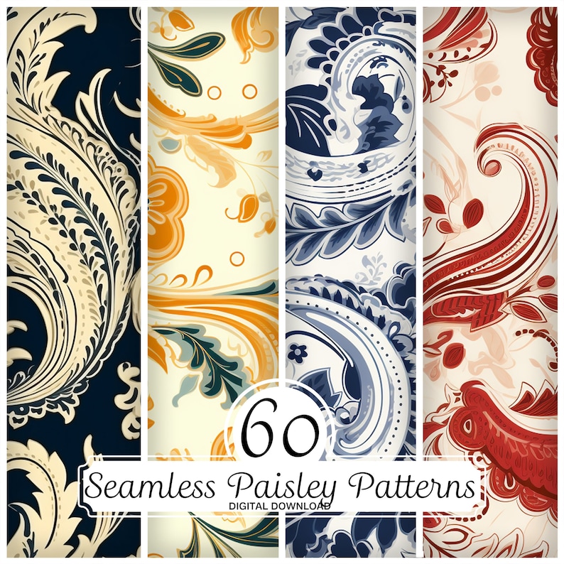 Classical 60 Seamless Paisley Patterns (digital Download) - Etsy