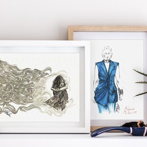 Art Print - Self Portrait With Lonely Waves - Woman Engulfed in Ocean ...