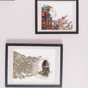 Art Print - Self Portrait With Lonely Waves - Woman Engulfed in Ocean ...