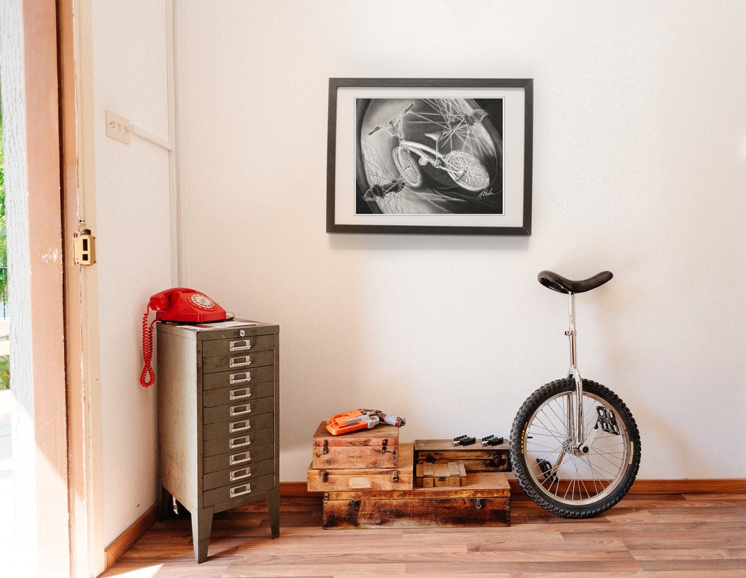 Art Print - BMX Bike Between Wheel Spokes - From Original Drawing ...