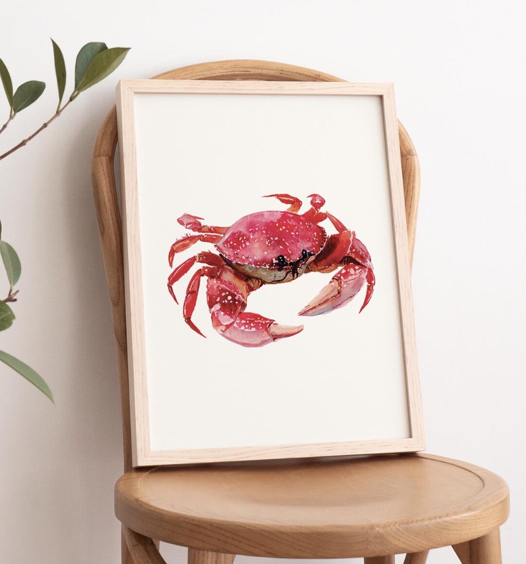 Watercolor Crab Print | Cream Beach | East Coast Aesthetic | Kitchen ...