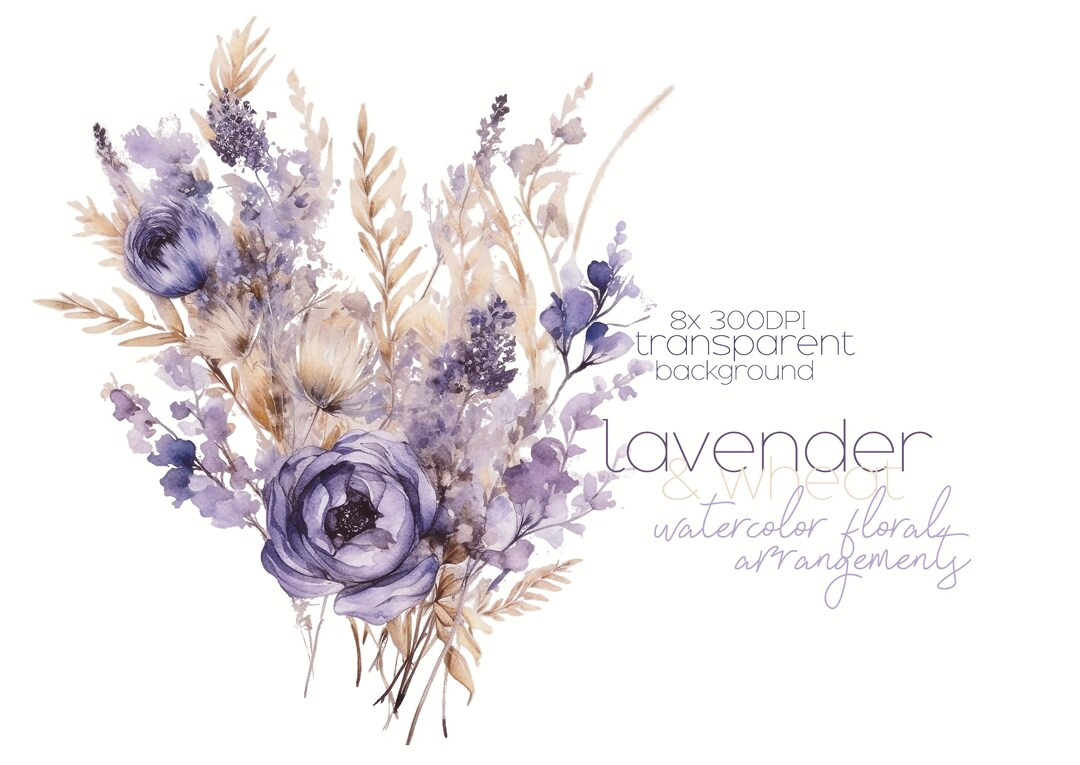 Watercolor Lavender Clipart Watercolor Floral Clipart Lavender Wedding ...