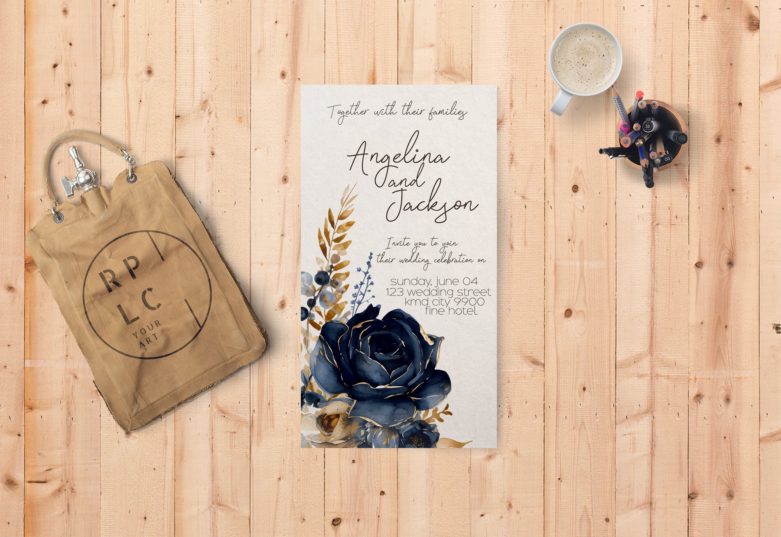 Watercolor Floral Clipart Gold and Navy Roses Floral - Etsy