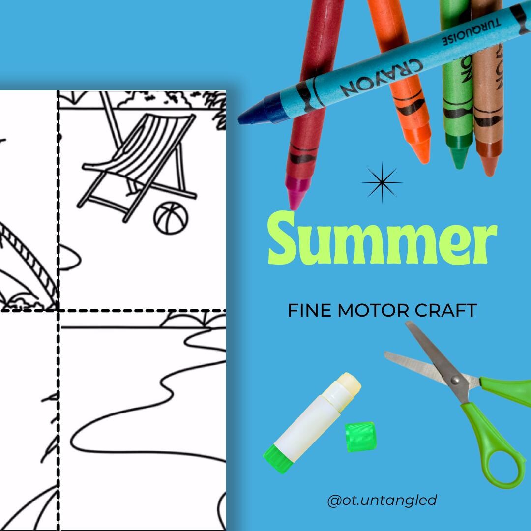 Color, Cut, and Paste: A Summertime Fine Motor Craft - Etsy