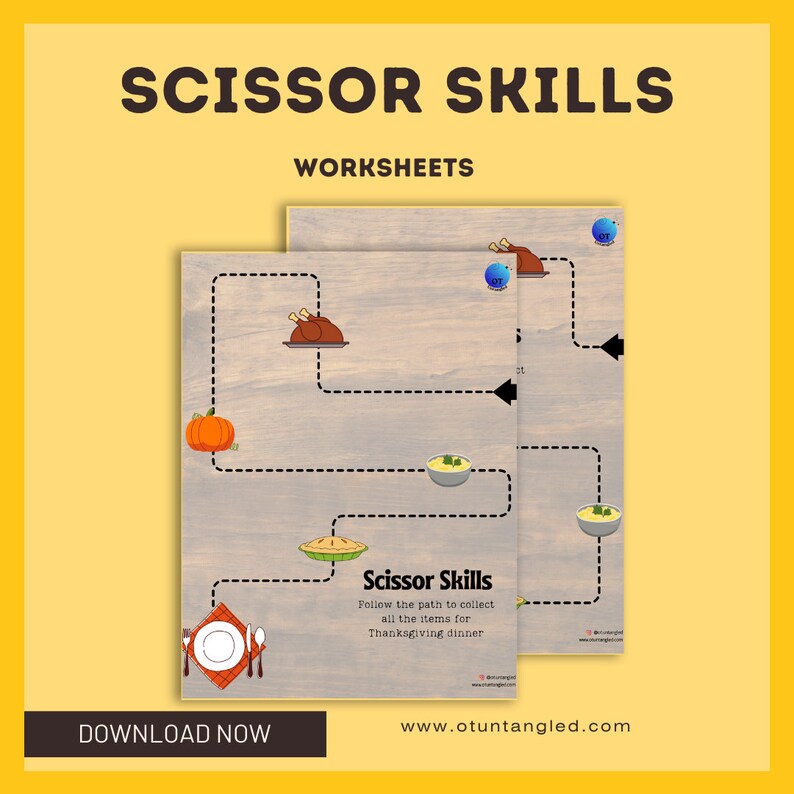 Thanksgiving Scissor Skills Worksheet - Etsy