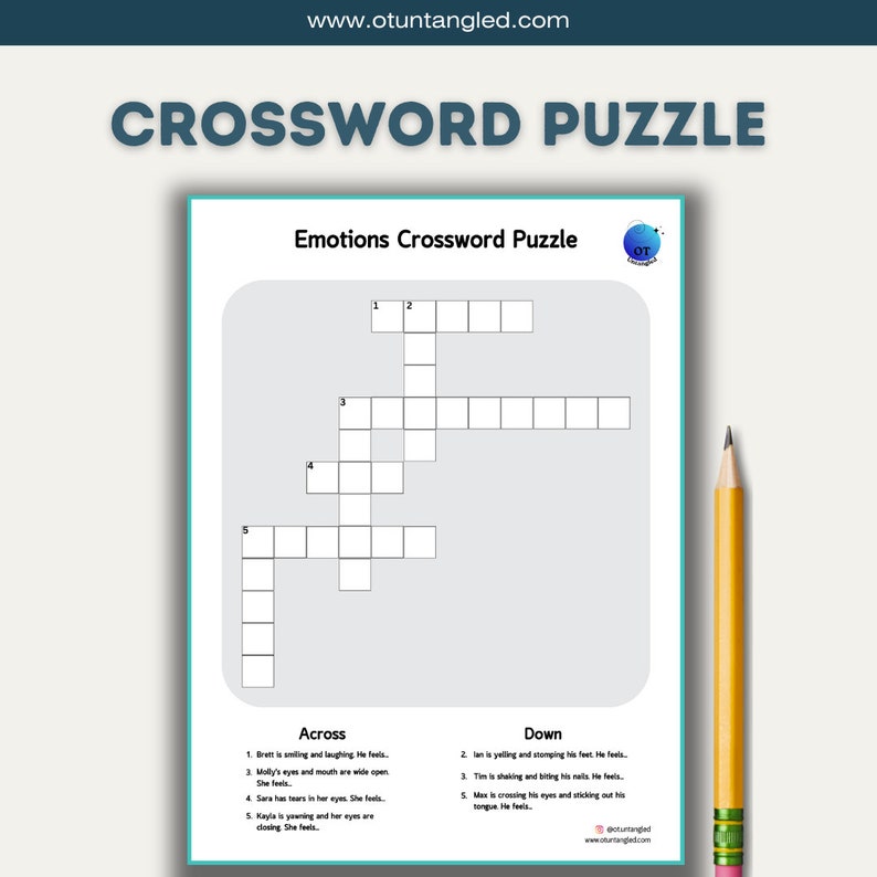 Emotions Crossword Puzzle - Etsy