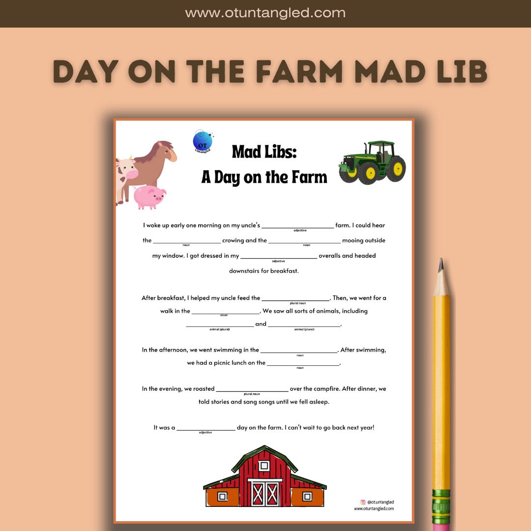 Mad Libs: A Day on the Farm - Etsy