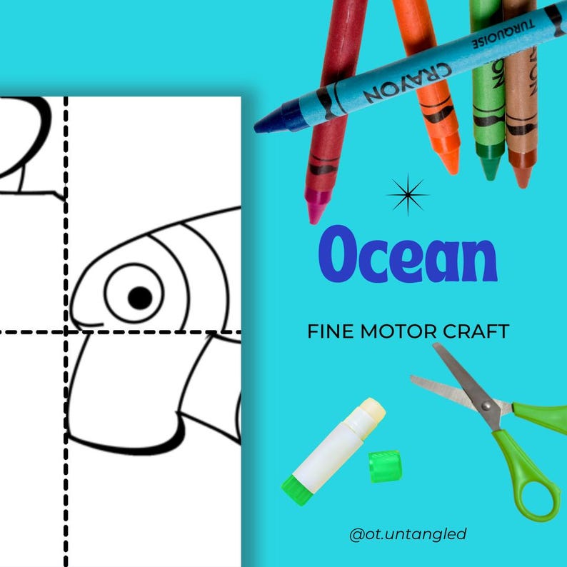 Color, Cut, and Paste: an Ocean Fine Motor Craft - Etsy