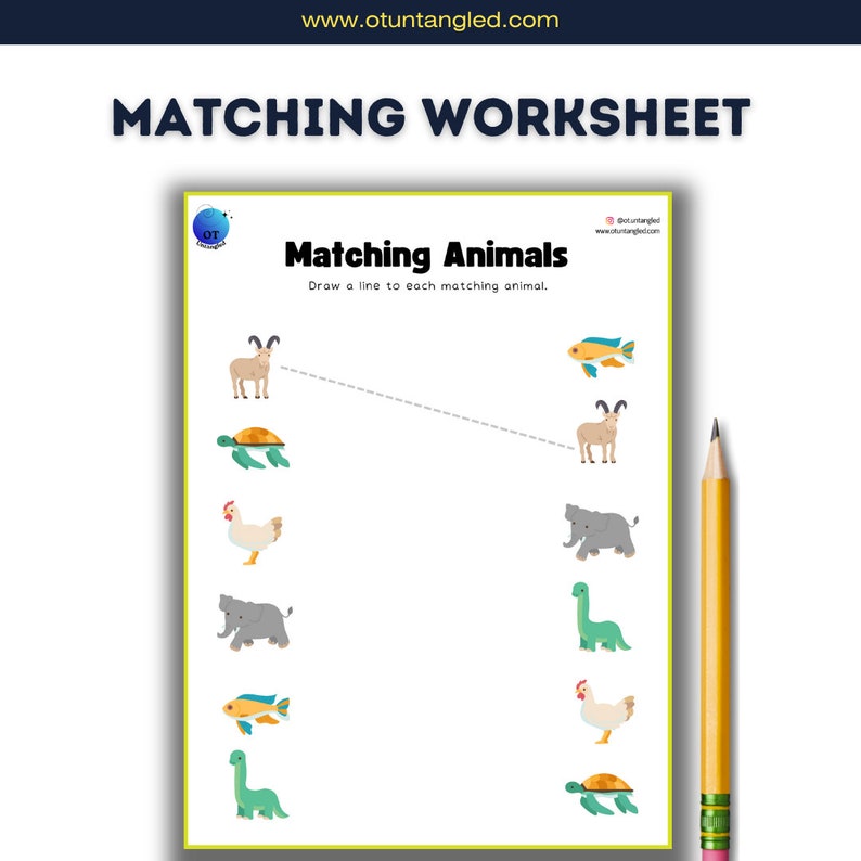 Matching Animal Worksheet - Etsy