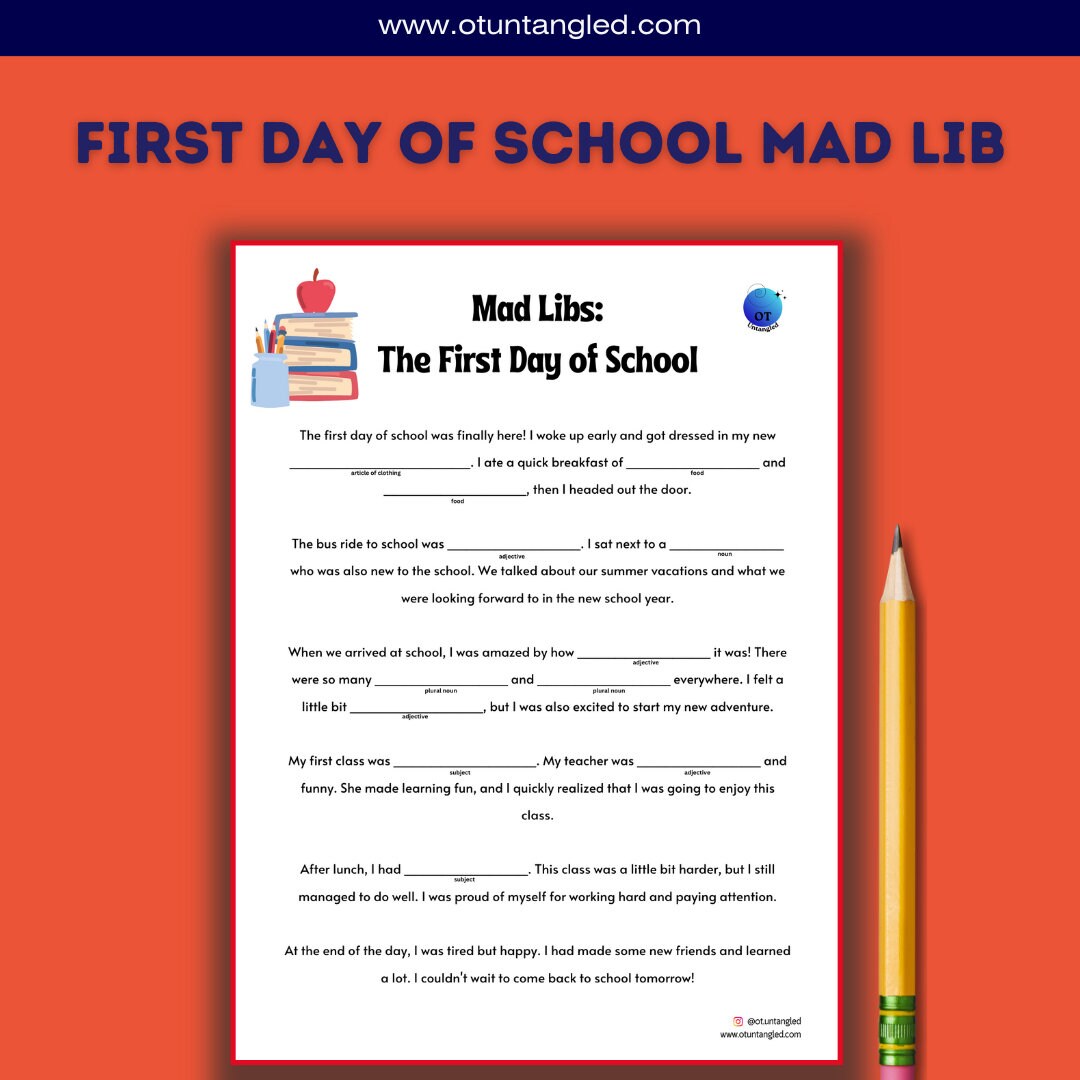 Back to School Mad Libs - Etsy