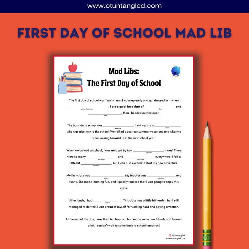 Back to School Mad Libs - Etsy