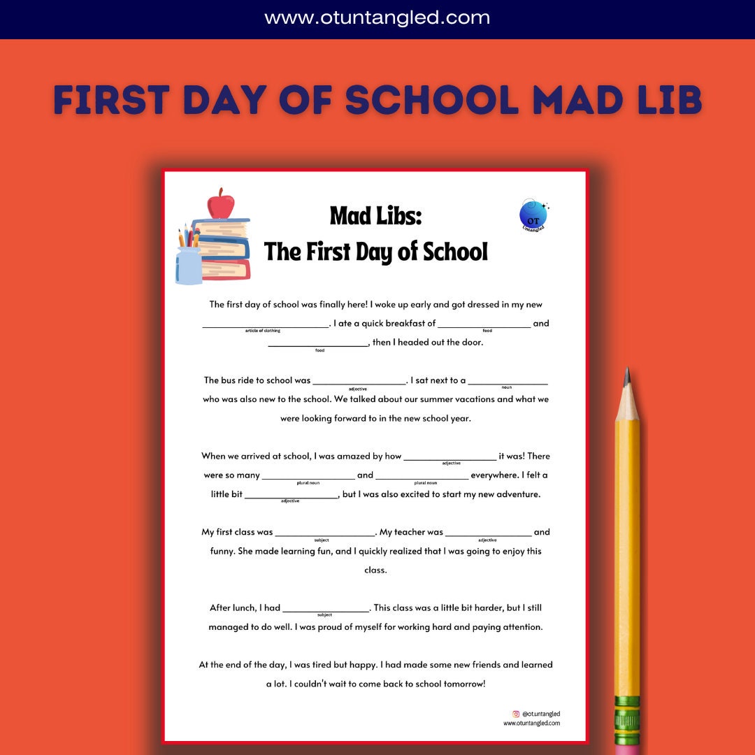 Back to School Mad Libs - Etsy