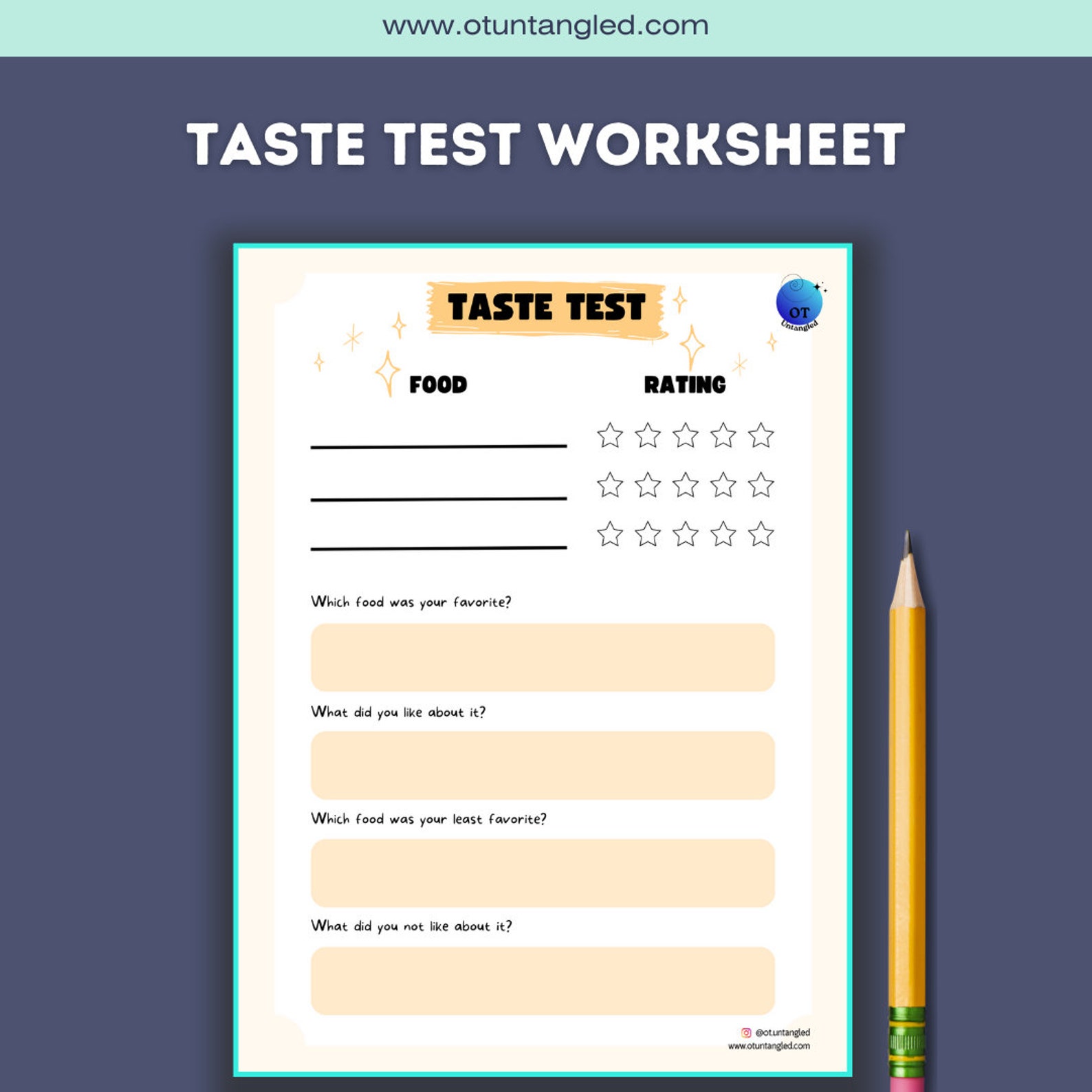 Taste Test Worksheet - Etsy
