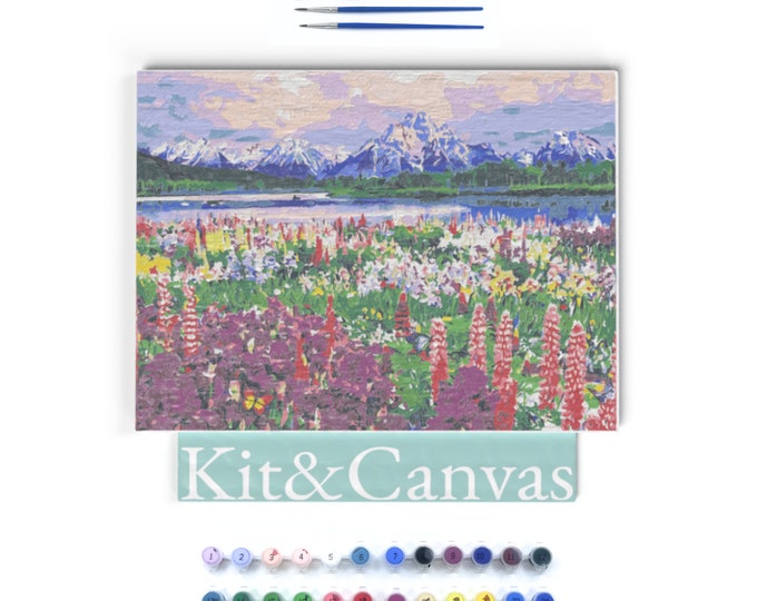 Paint by Numbers Kit, Mountain Landscape Painted Canvas, Easy Paint by ...