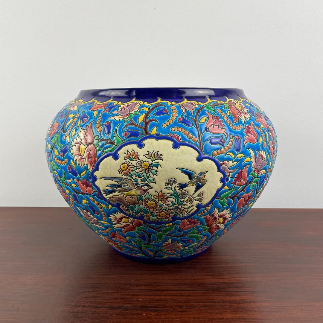 Large Vase Emaux De Longwy France Ceramic - Etsy