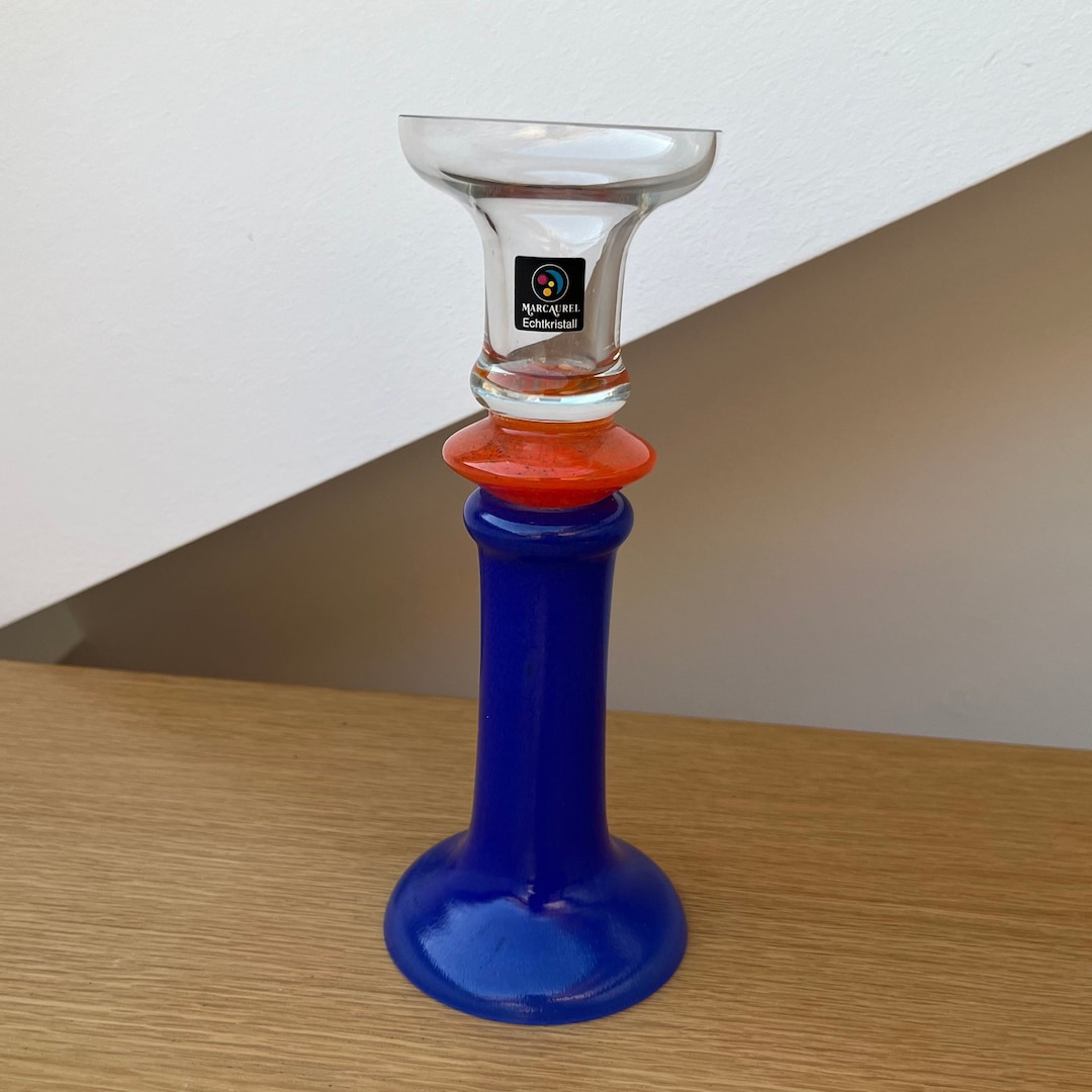 Candlestick Holder Marc Aurel Germany Colorful Crystal Glass - Etsy