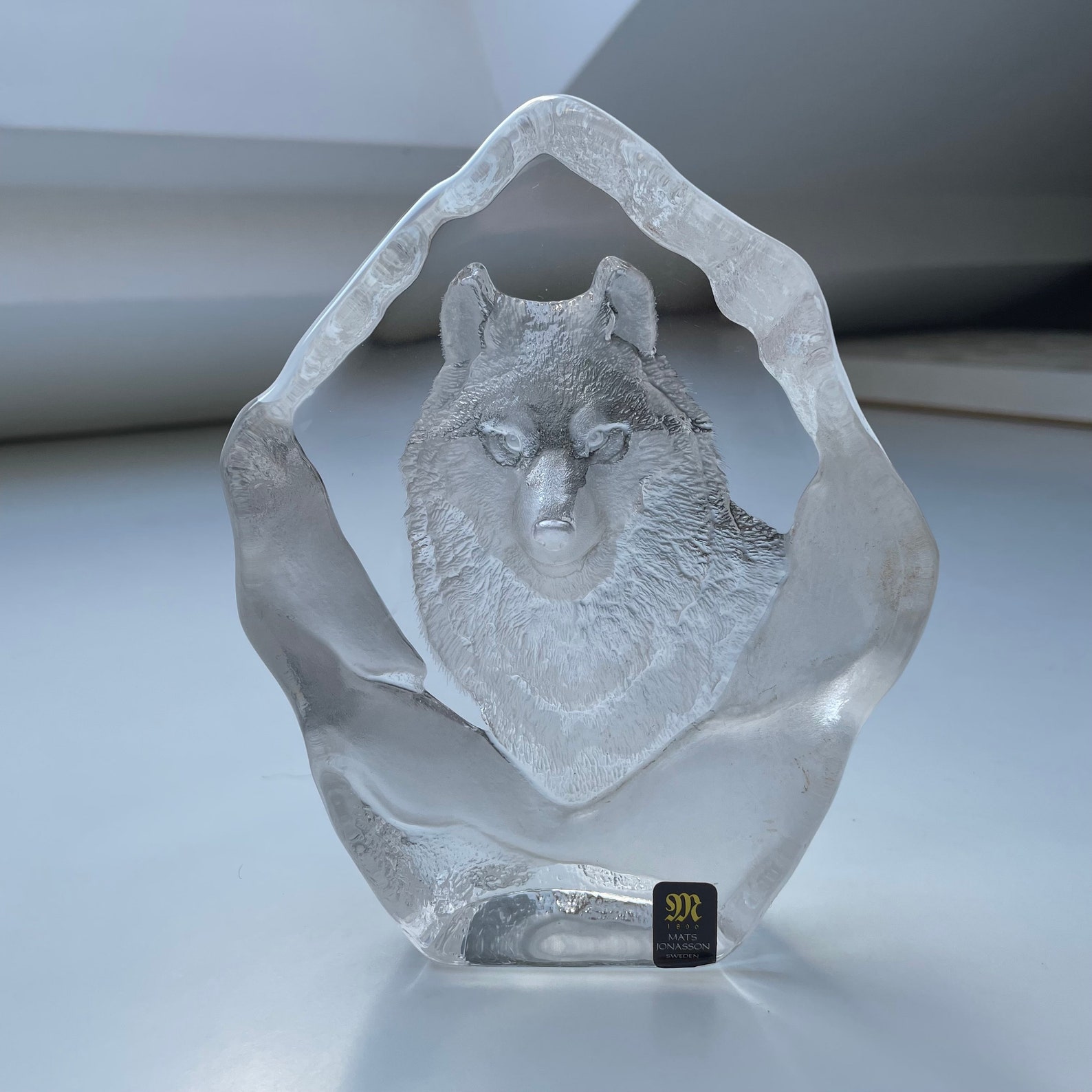 Paperweight Wolf Malares Mats Jonasson Sweden Crystal Glass - Etsy