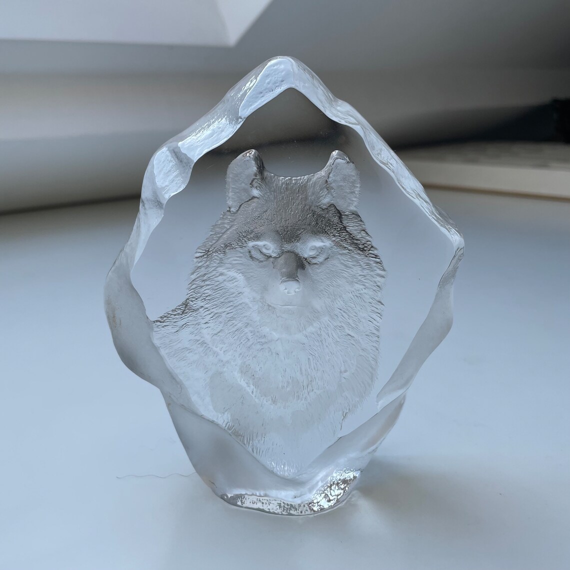 Paperweight Wolf Malares Mats Jonasson Sweden Crystal Glass - Etsy