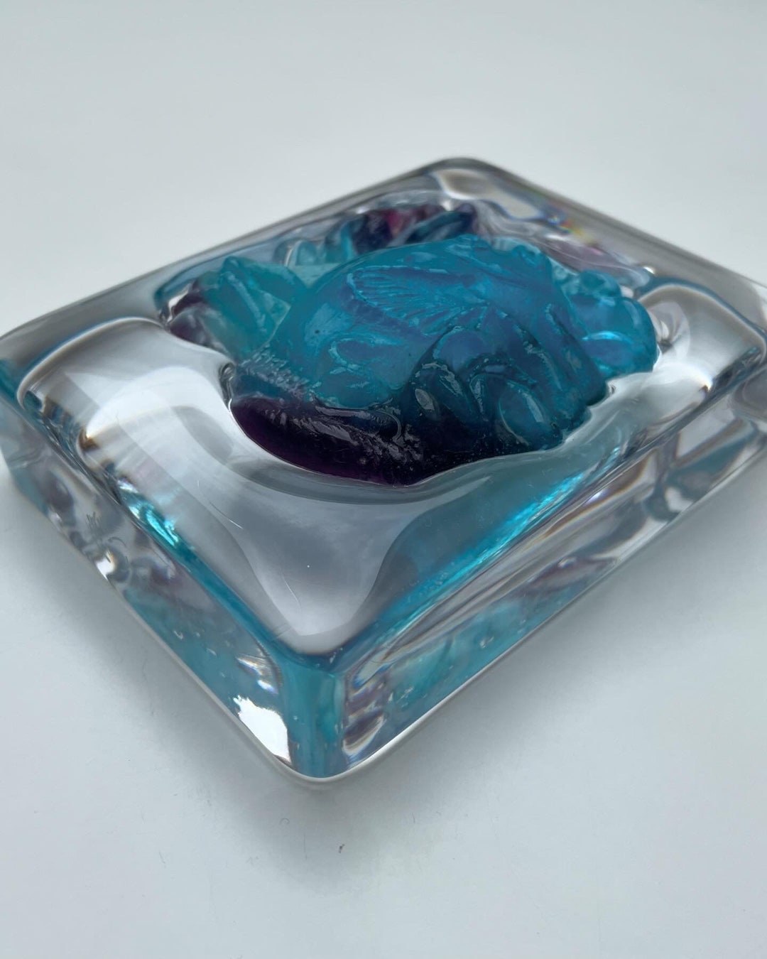 Daum Nancy France Vintage Glass Paperweight – 70s Blue Fish Design ...