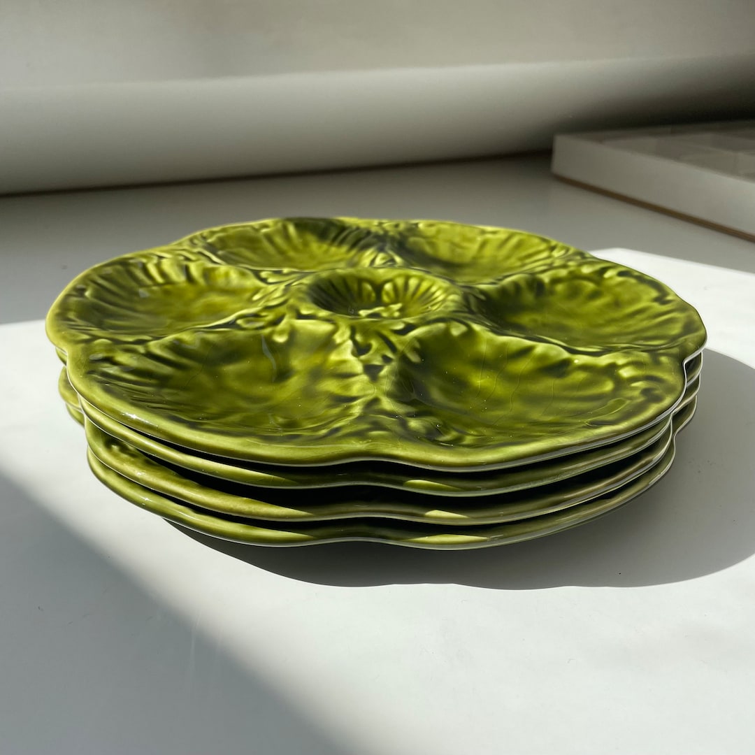 Serving Plates Set Oyster Gien France Majolica - Etsy