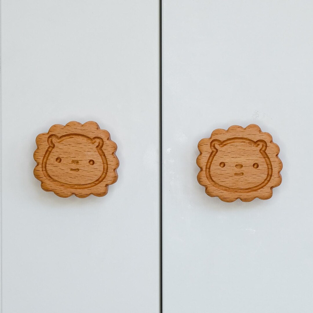 Wooden Lion Drawer Pull – Animal Cabinet Handle for Nursery & Kids Room ...