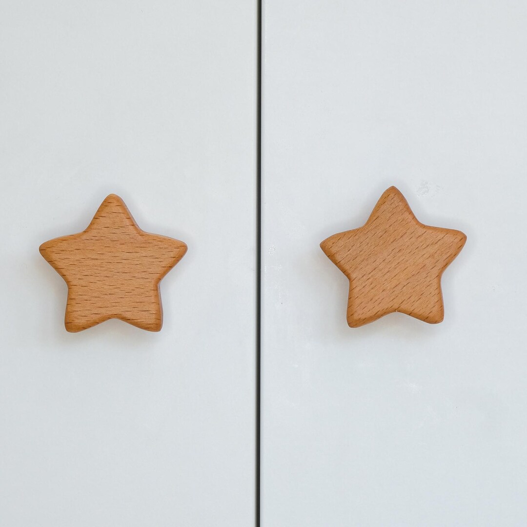 Rustic Wooden Star Drawer Knobs for Kids Room, Baby Nursery Cabinet ...