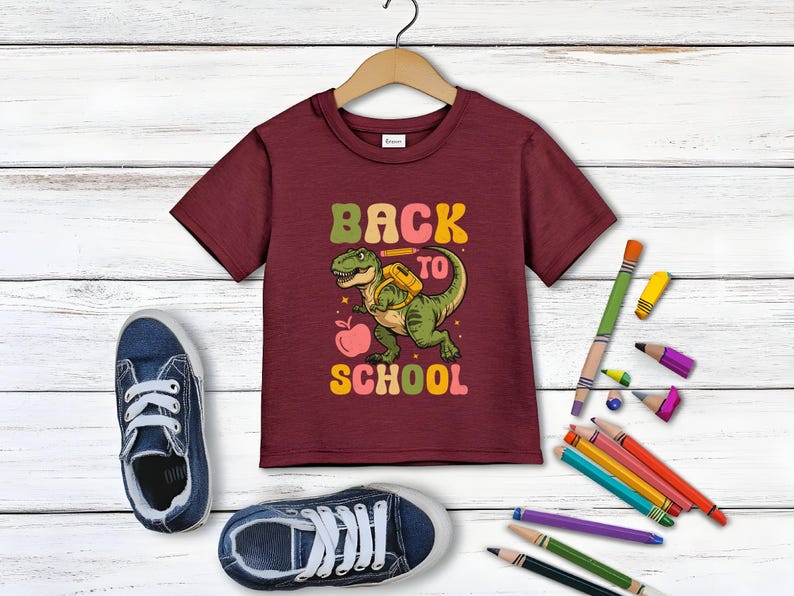 Back to School Dinosaur Shirt, Roaring Into School Tee, First Day of ...