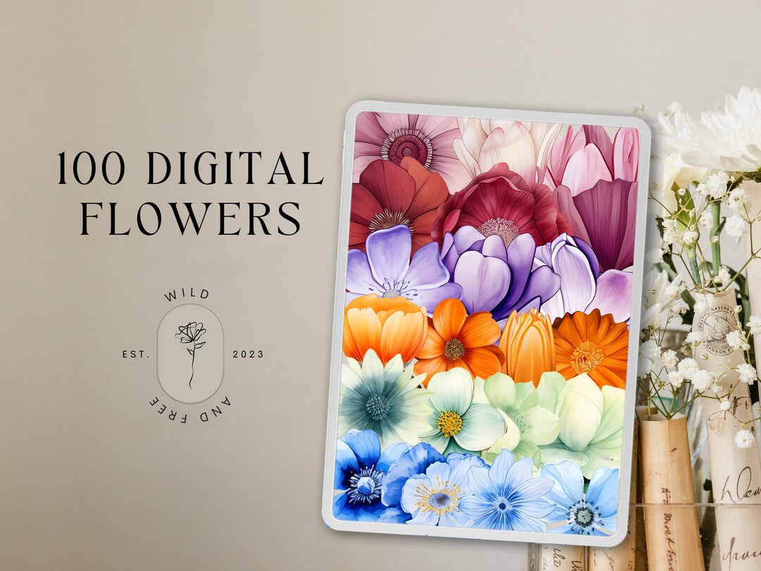 Clipart - Watercolor Blooms: 100 Digital Flowers for Creative Delight ...