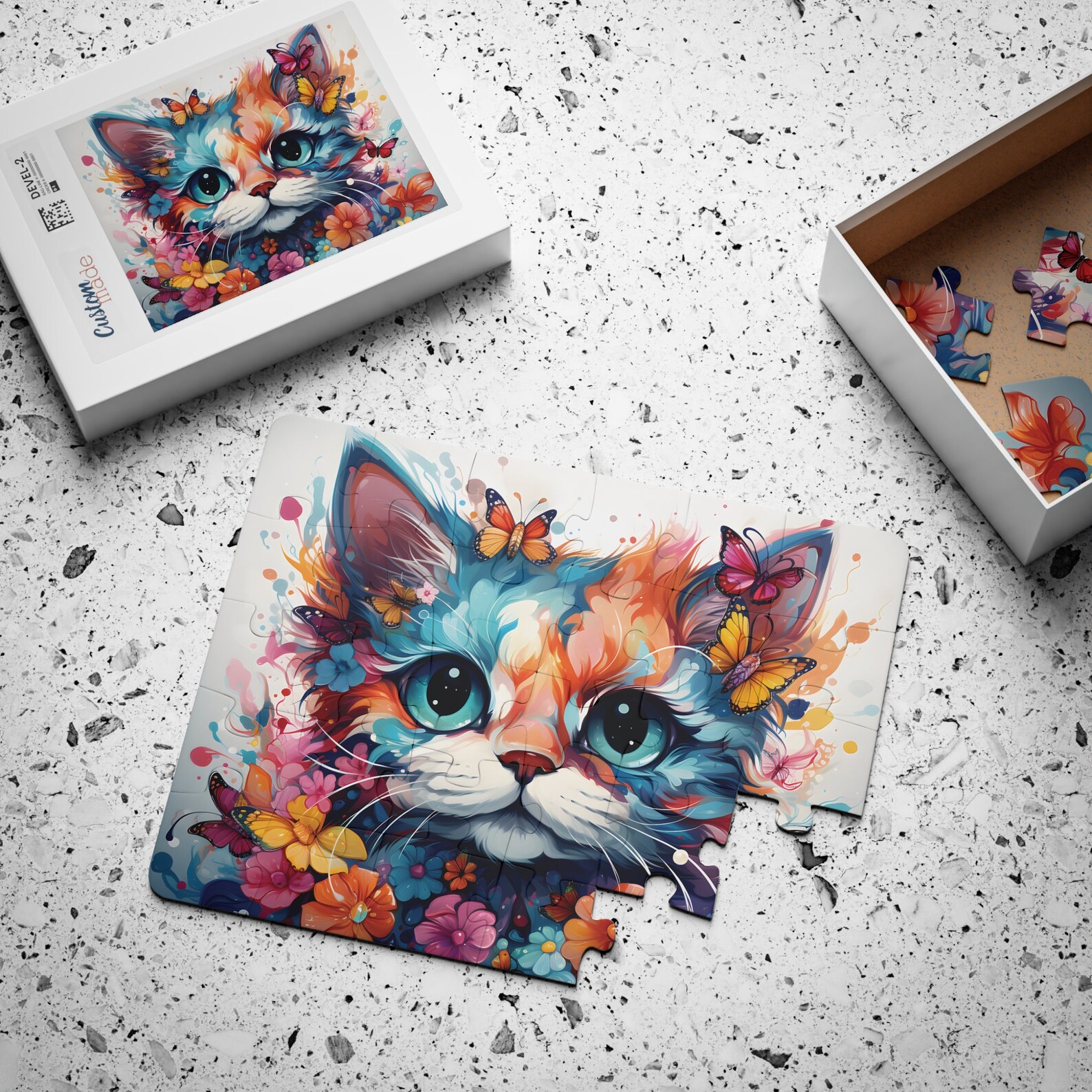 Custom Kids' Puzzle, 30-piece, Artsy Cute Cat Puzzle for Kids, Gift for ...