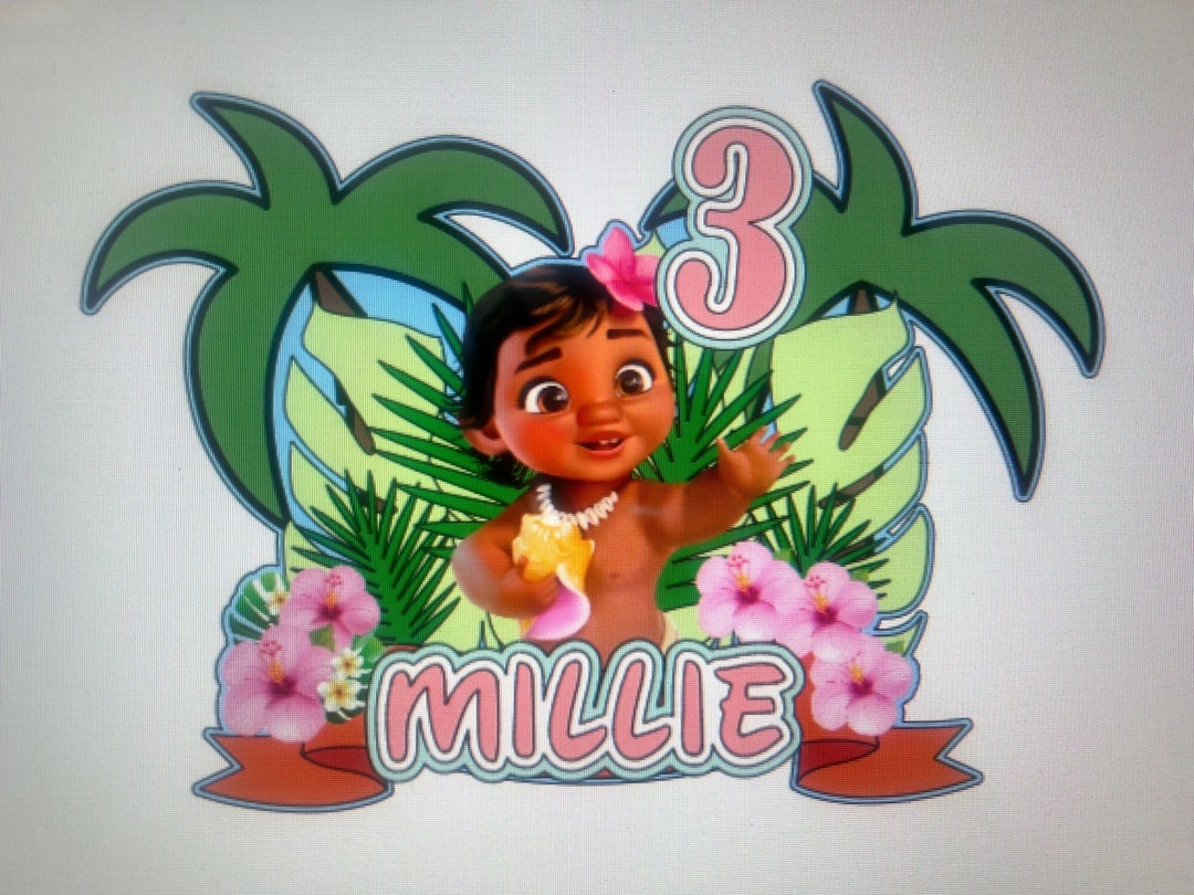 Moana Cake Topper Personalised Any Name & Age Tamatoa Hei Hei Maui Pua ...