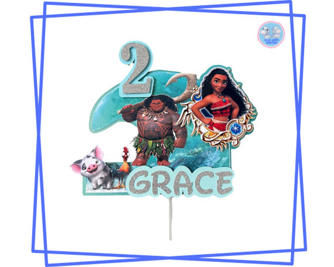 Moana Cake Topper Personalised Any Name & Age Tamatoa Hei Hei Maui Pua ...