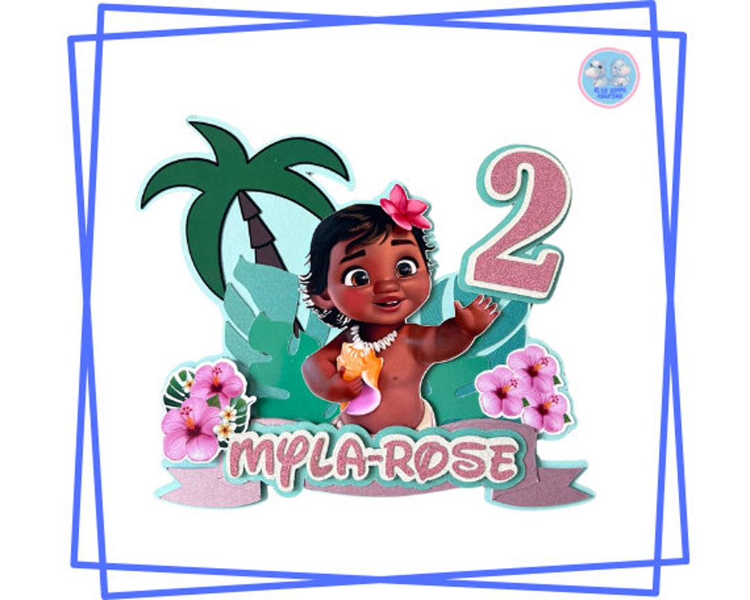 Baby Moana Cake Topper Personalised Any Name & Age Tamatoa Hei Hei Maui ...