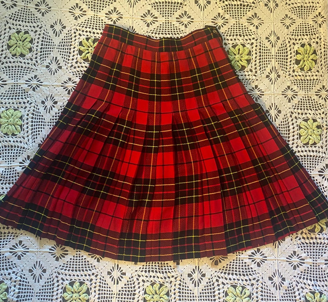 Susan Bristol Vintage Plaid Pleated Skirt - Etsy