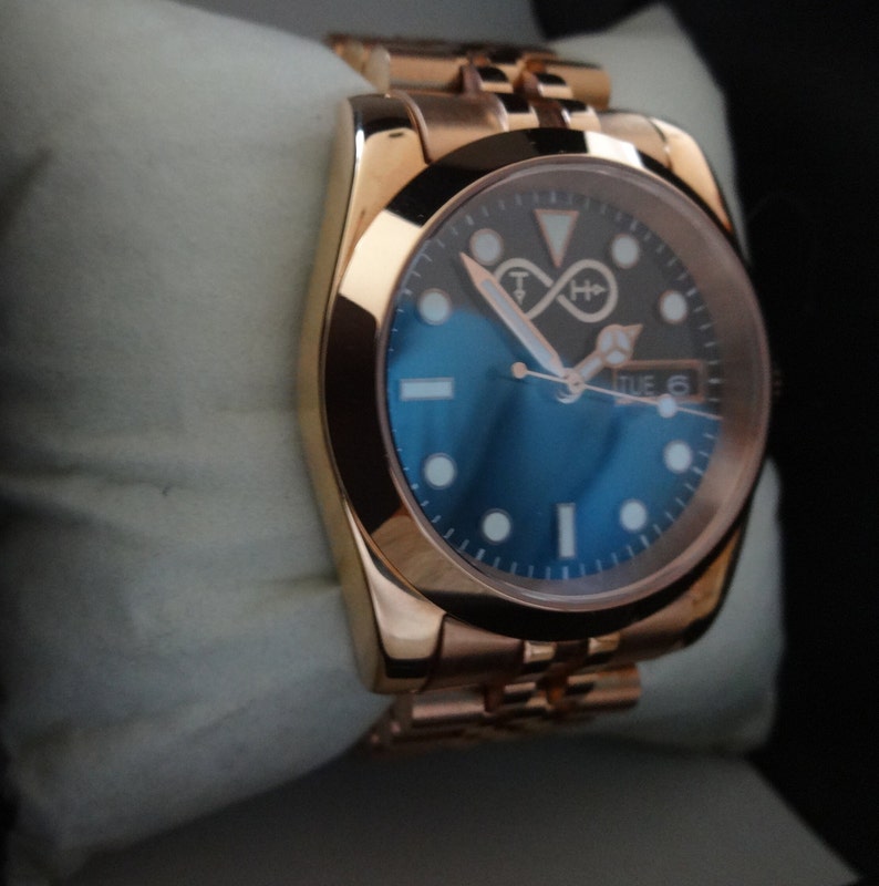 Timeless Horology Rose Gold Automatic Watch With Display Back. Jubilee ...