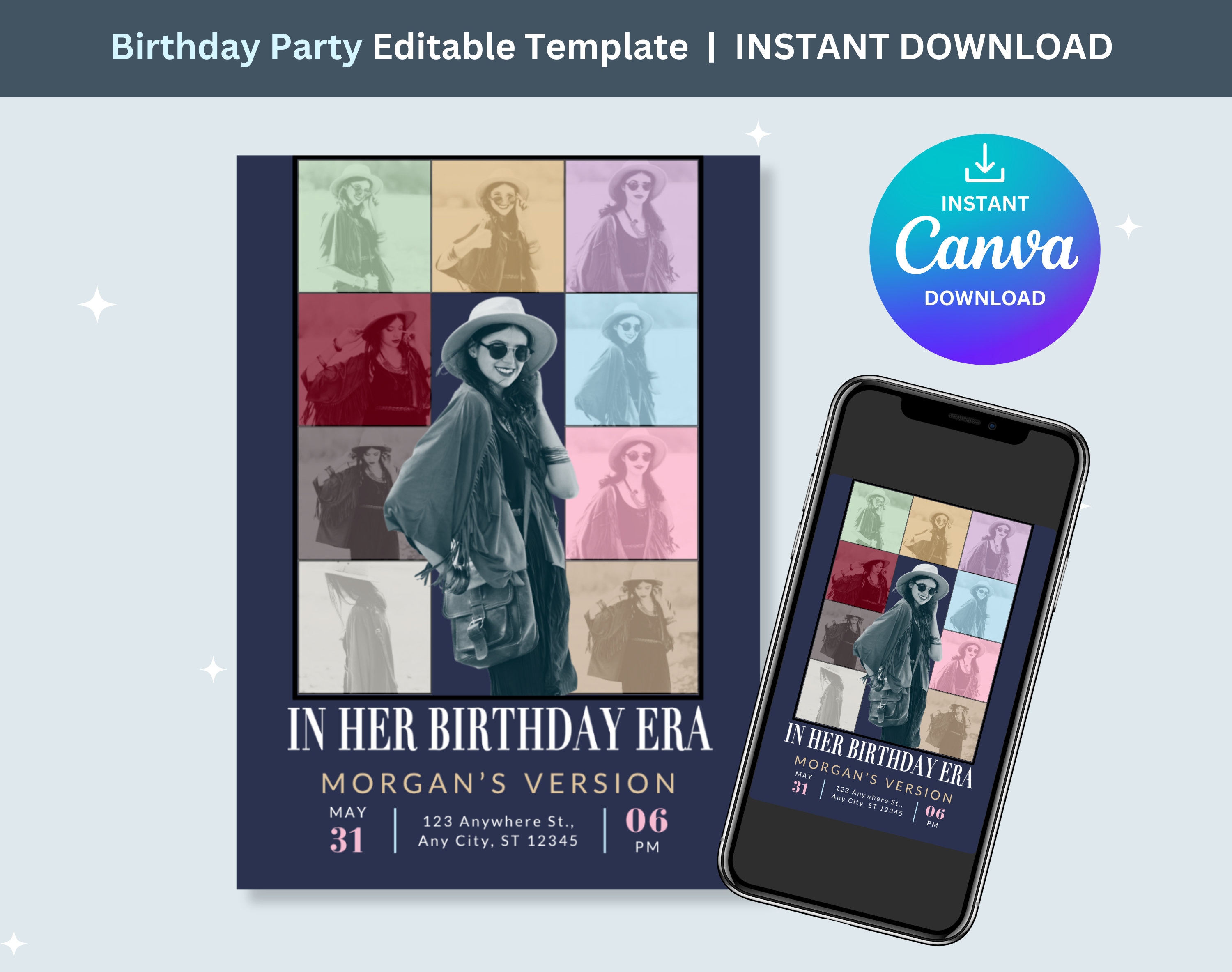 In Her Birthday Era Invitation, Girl's Birthday Invitation, Canva ...