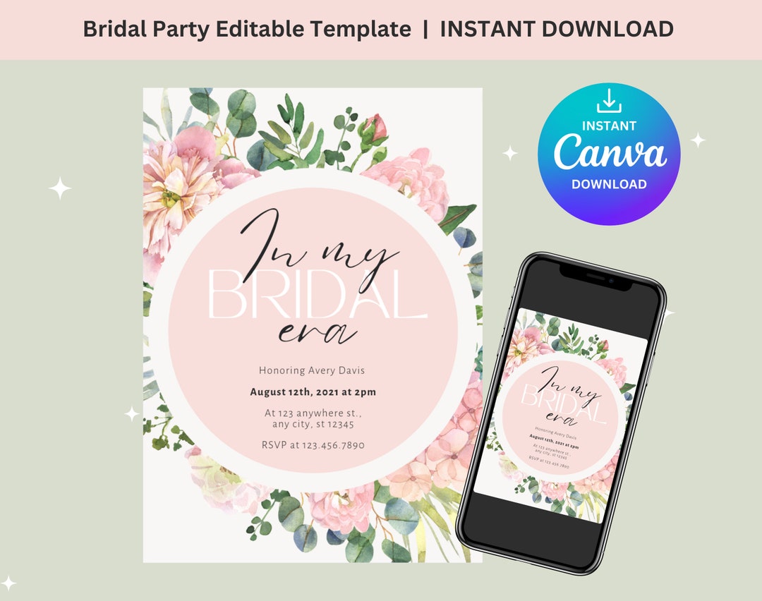 In My Bridal Era Party Invitation, Canva Editable Invitation Template ...