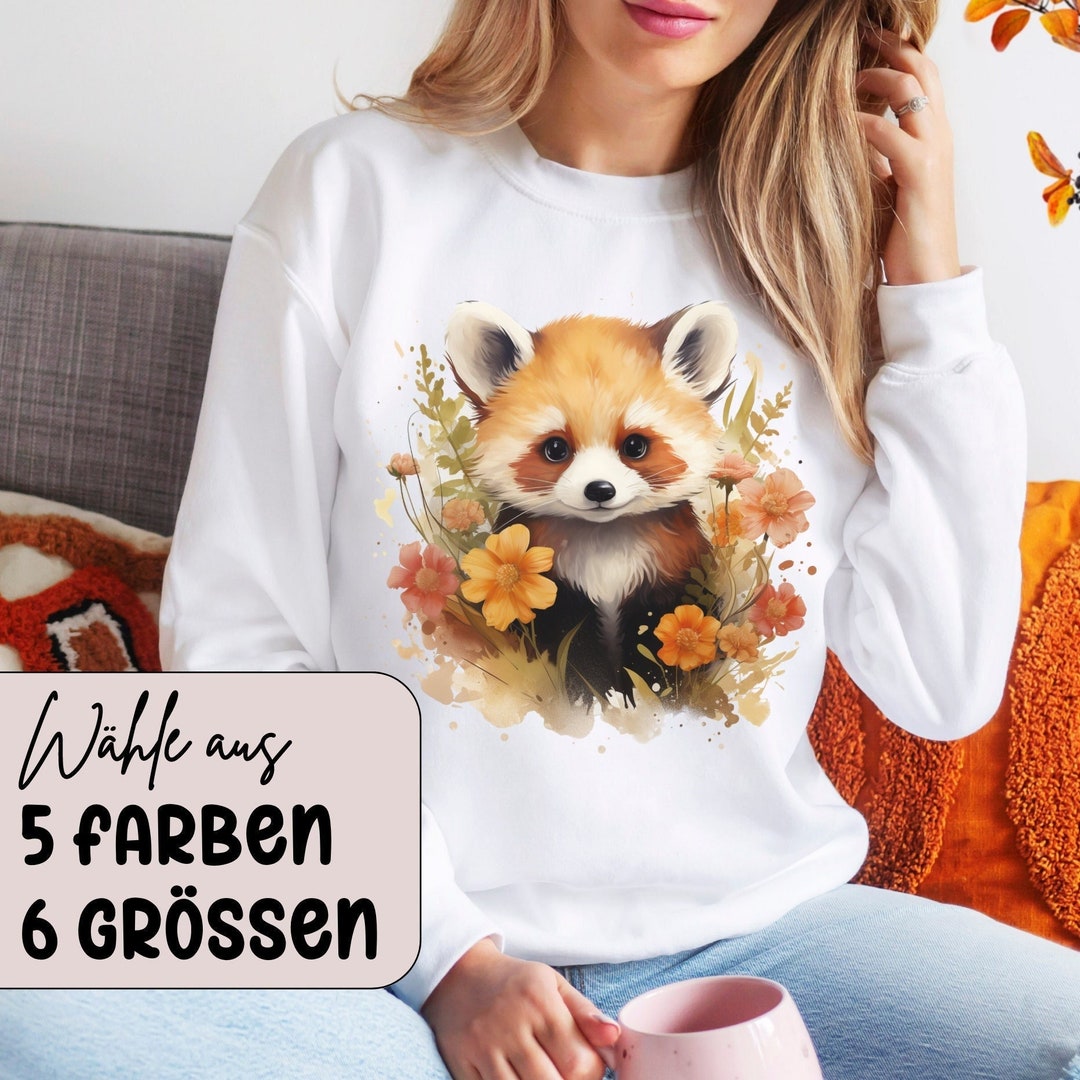 Red Panda Cottagecore Boho Panda Baby Sweater Floral Botanical - Etsy