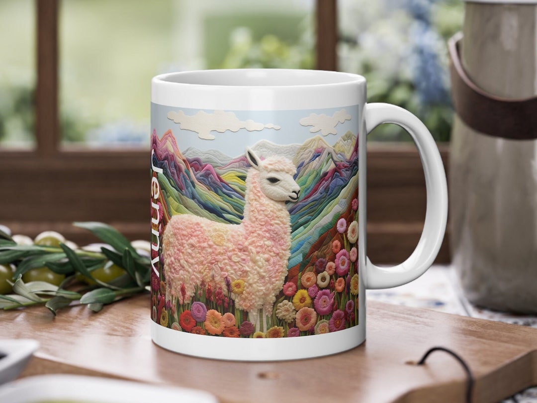 Llama Cup Personalizable Name Coffee Cup Alpaca Personalized Tea Cup ...