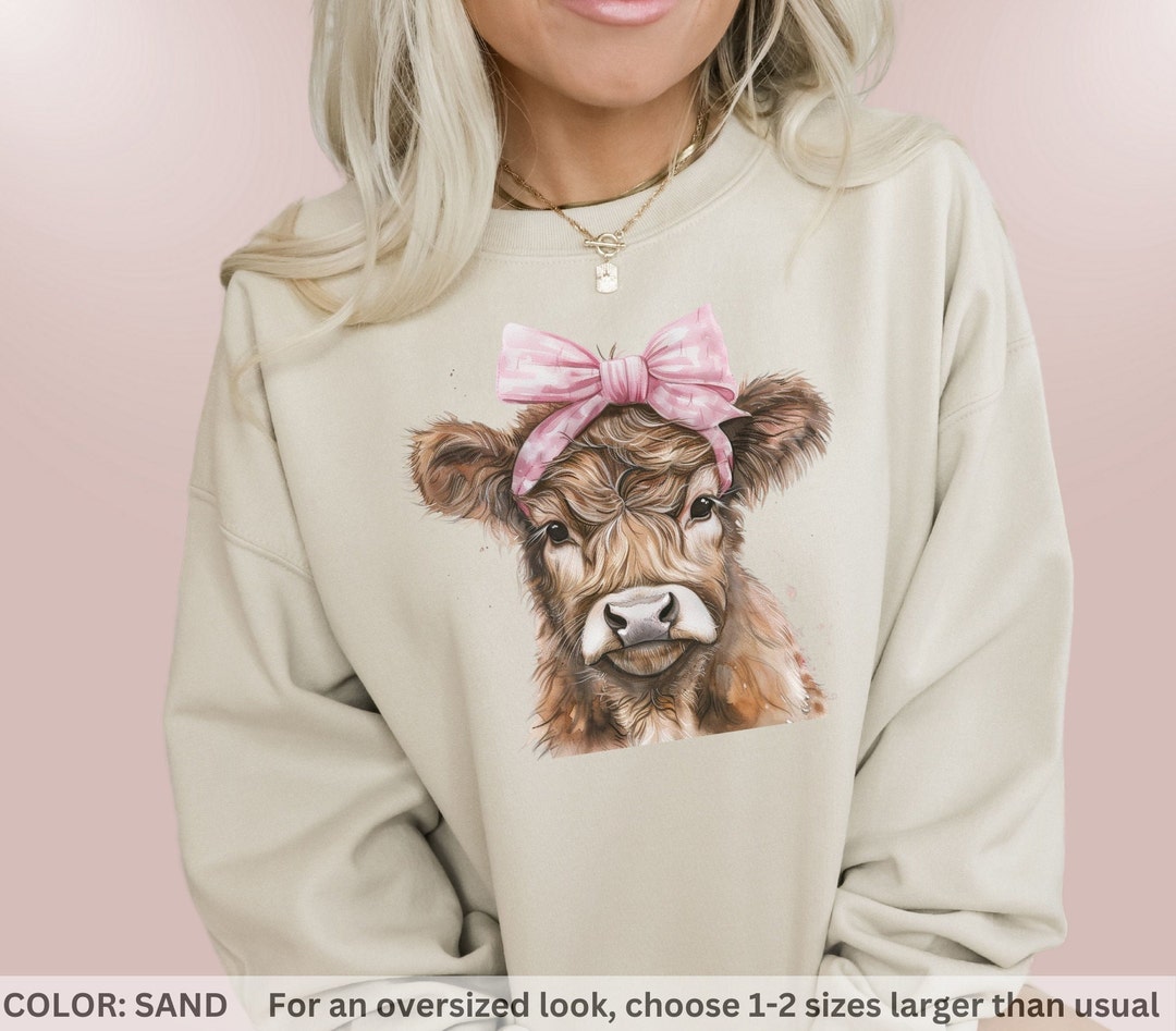 Highland Cow Sweater Cute Cow Coquette Oversized Sweatshirt Crewneck ...