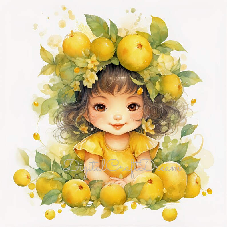 Lemon Girl Clipart, 12 High Quality Jpgs Digital Downlad Clipart ...