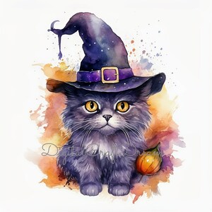 Magic Cat Clipart, 12 High Quality Jpgs, Cat Clipart, Watercolor ...