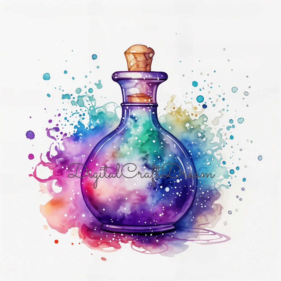 Magic Elixir Clipart, 10 High Quality Jpgs, Mixed Media, Instant ...